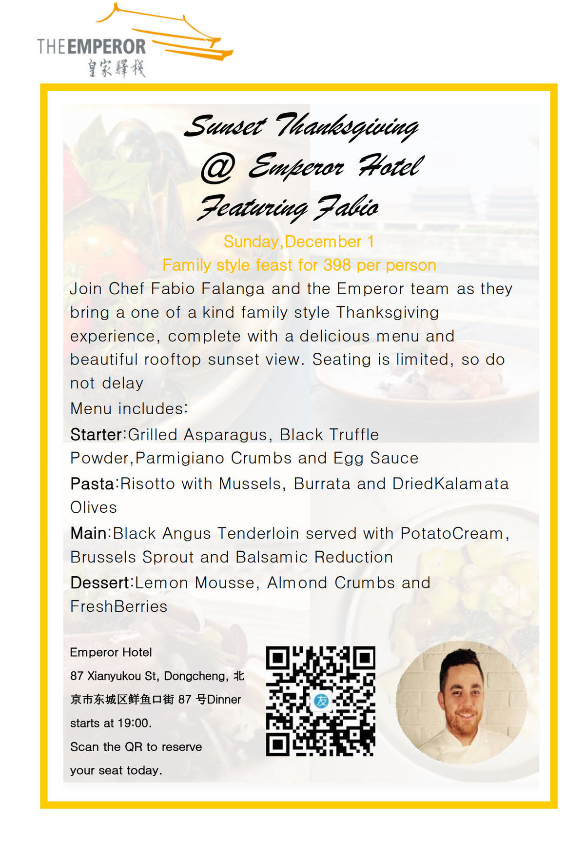 Thanksgiving at The Emperor featuring Fabio - Sunday, December 1, 2019 ...