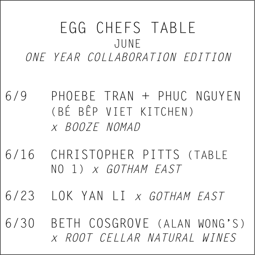 EGG Chefs Table 6/30 - BETH COSGROVE - Thursday, June 30, 2016 20:00 to ...