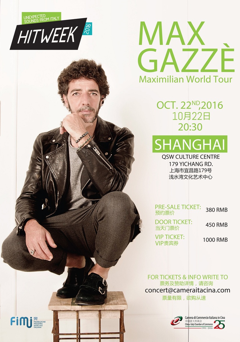 Max Gazzè Maximilian World Tour - Saturday, October 22, 2016 20:30 to ...